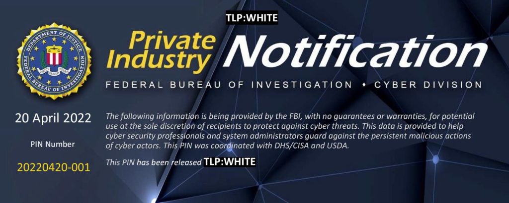 FBI warns of Potential Ransomware attacks on Food and Agriculture ...